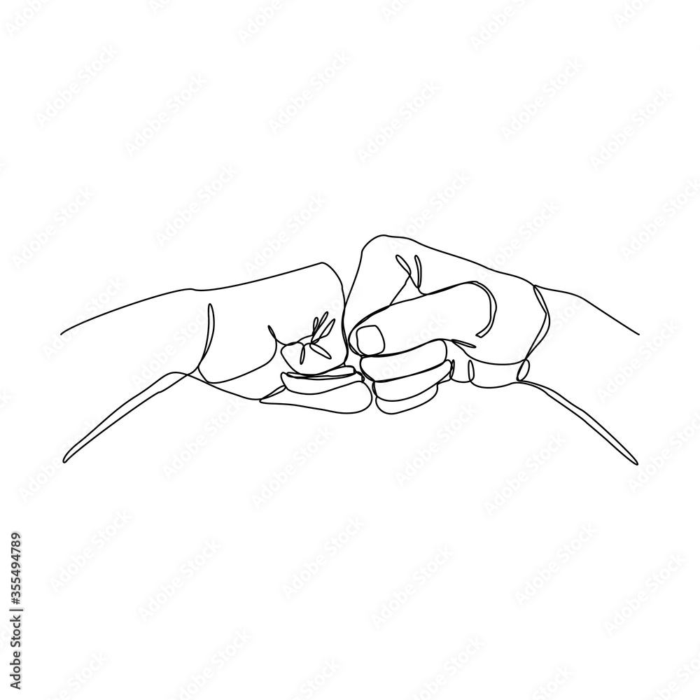 Continuous line drawing of arm hands fist bump. vector illustration ...