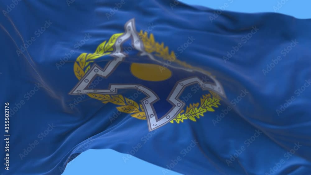 4k Collective Security Treaty Organization flag;CSTO cloth texture slow ...
