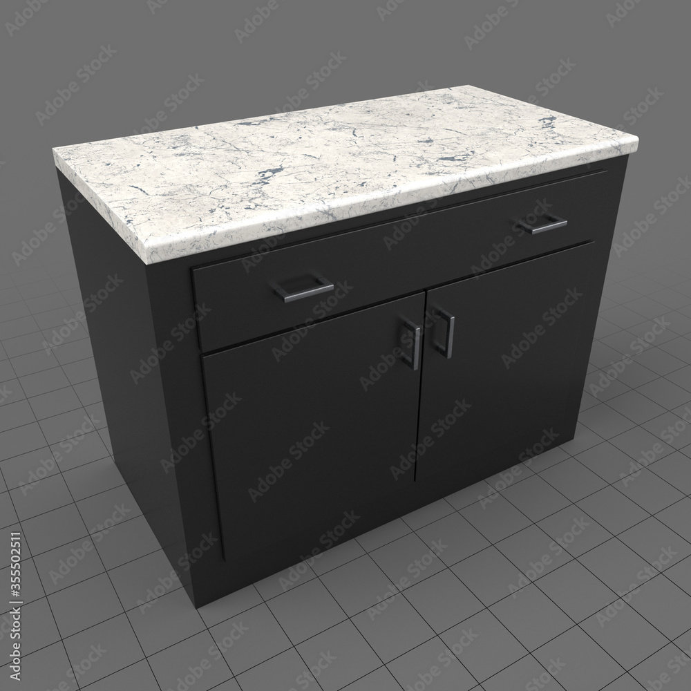 Modern lower kitchen cabinets with drawers Stock 3D asset | Adobe Stock