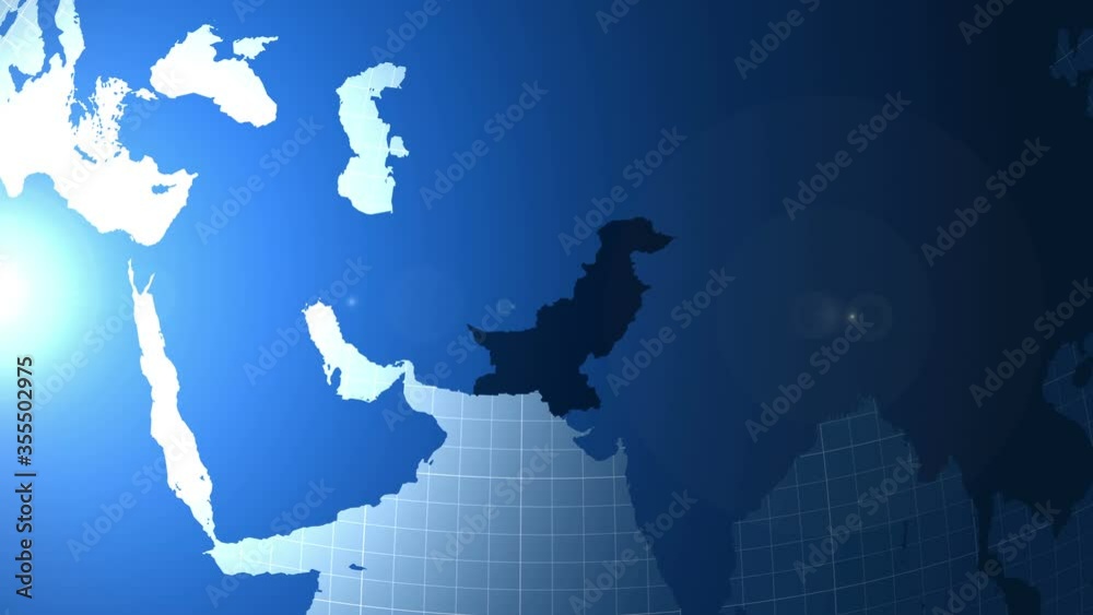 Pakistan. Map. Zooming into Pakistan on the globe. Stock Video | Adobe ...
