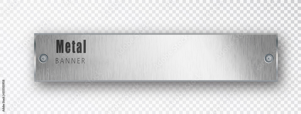 Metal horizontal banner realistic. Vector Metal brushed plates with a ...