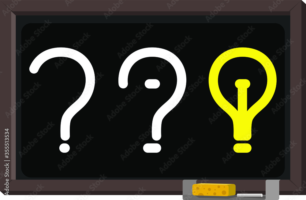 idea concept, question mark and light bulb on chalkboard Stock Vector ...