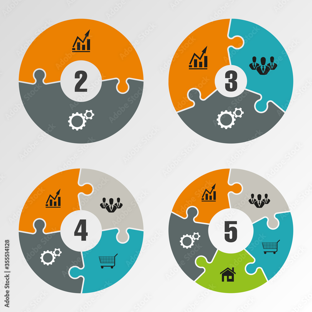 circle puzzle infographic. Template for cycle diagram, graph ...