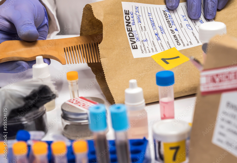 Scientist Police hold murder victim comb to find dna in crime lab ...