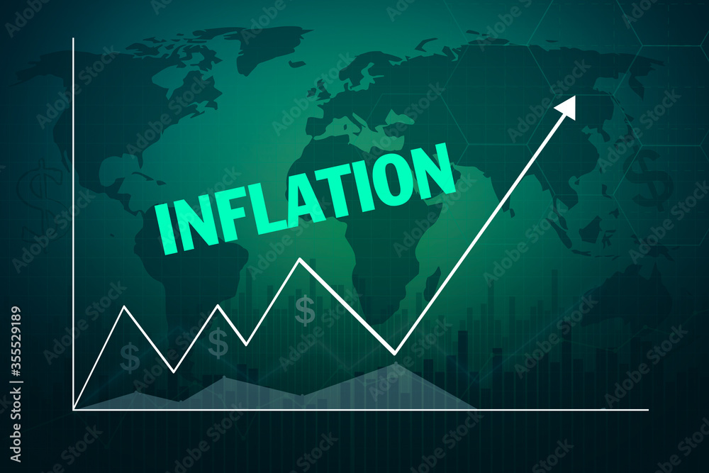 Inflation background worldwide due to pandemic. Graph showing increase ...