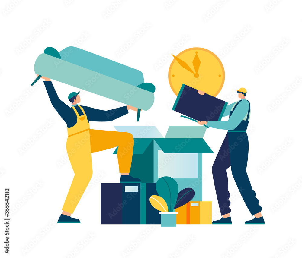 Vetor de Vector illustration of a service for moving and transporting ...
