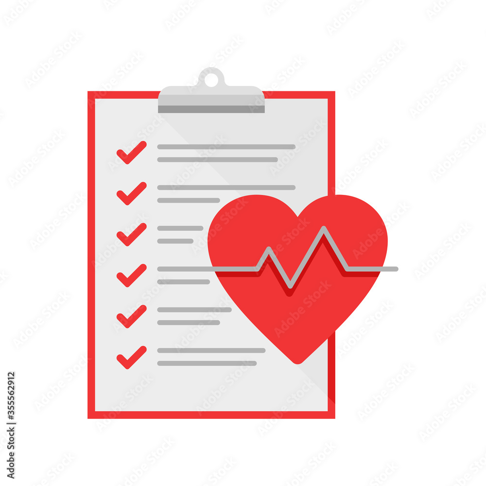 Vecteur Stock Medical heart examination icon - cardiogram inside heart ...