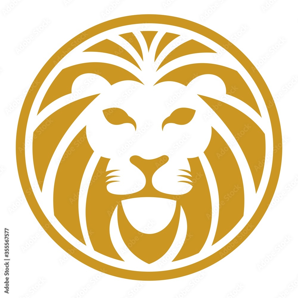 Lion head circle logo template vector icon Stock Vector | Adobe Stock