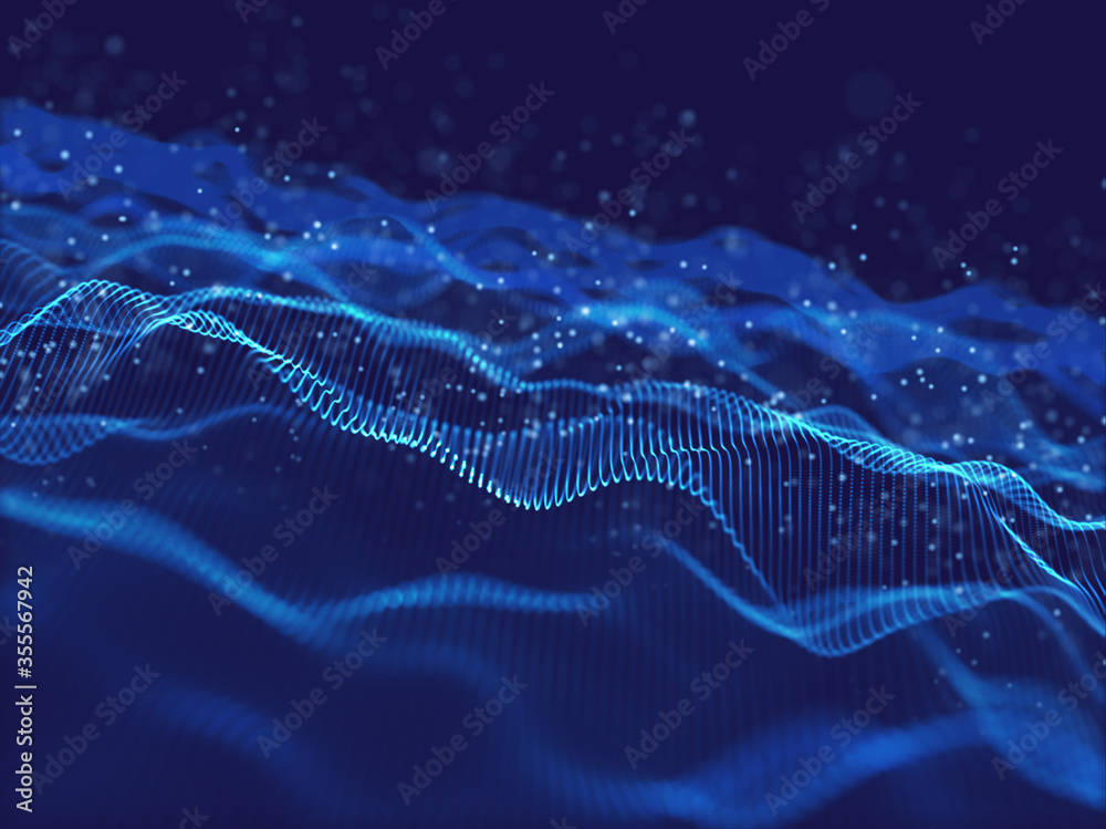 3D motion flow background with digital particles Stock Illustration ...