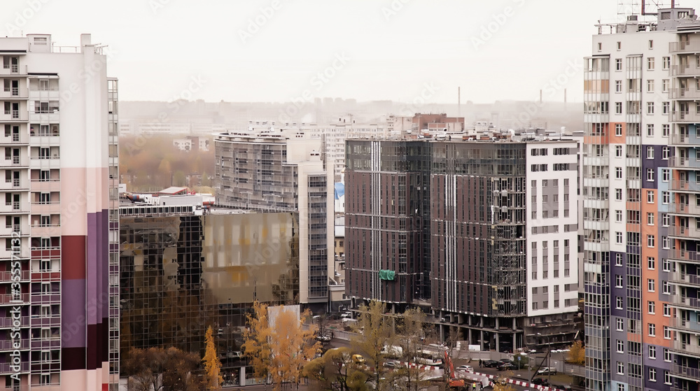 Modern office buildings in big city. Bird's-eye view for background ...