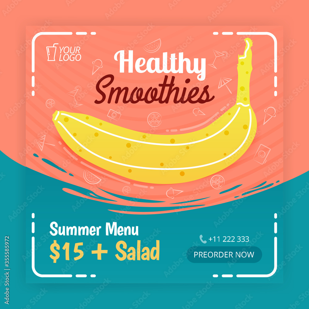 Healthy smoothies social media post ads. Poster for food and beverage ...