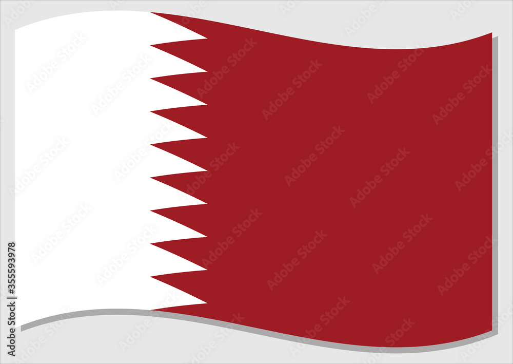 Waving flag of Qatar vector graphic. Waving Qatari flag illustration ...