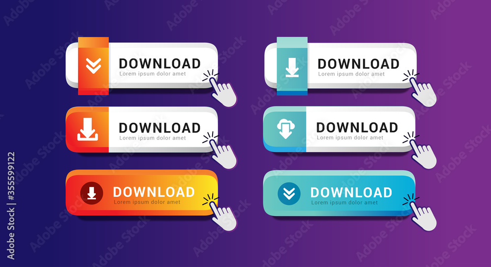 Collection set of download button desain ui ux template for web with ...