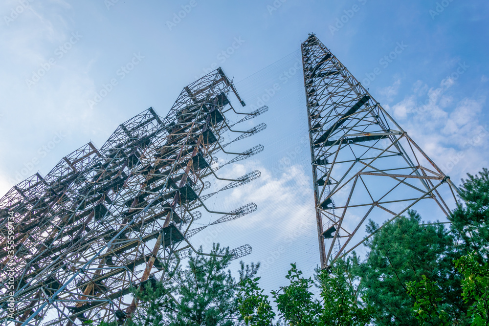 Steel construction of Radar Duga station in the Ukraine Stock Photo ...