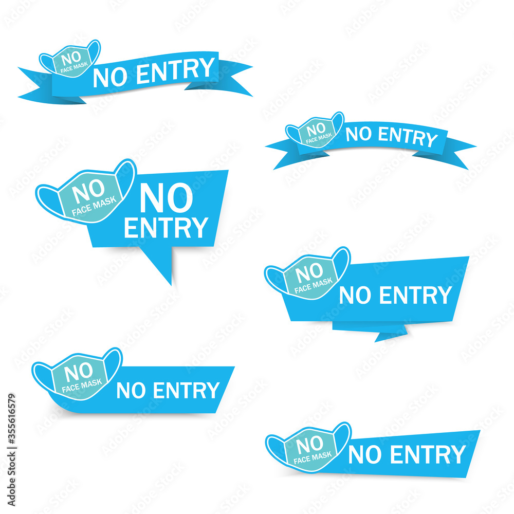 set of banner No face mask No entry sign , medicine health corona virus ...