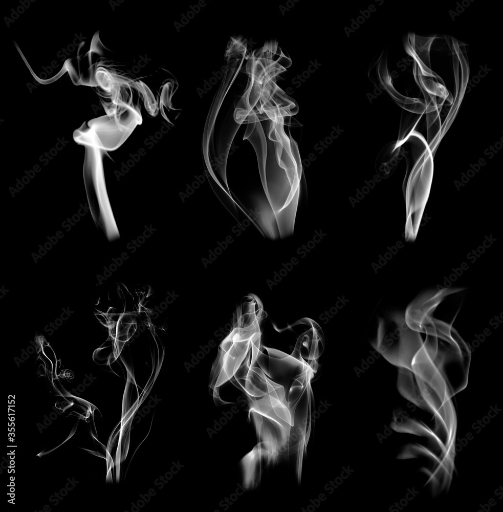 Set of white curve smoke lines brushes. Smoke background Stock Vector ...