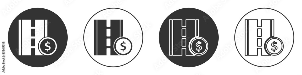 Black Toll road traffic sign. Signpost icon isolated on white ...