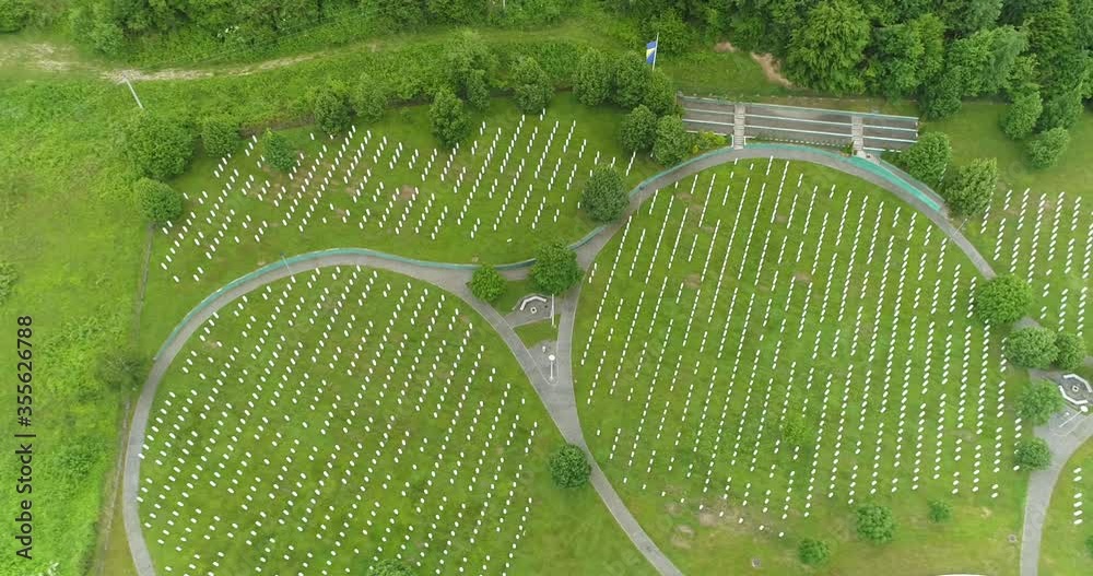 Srebrenica, Bosnia-Herzegovina, June 01 2020: Srebrenica-Potocari memorial and cemetery for the ...