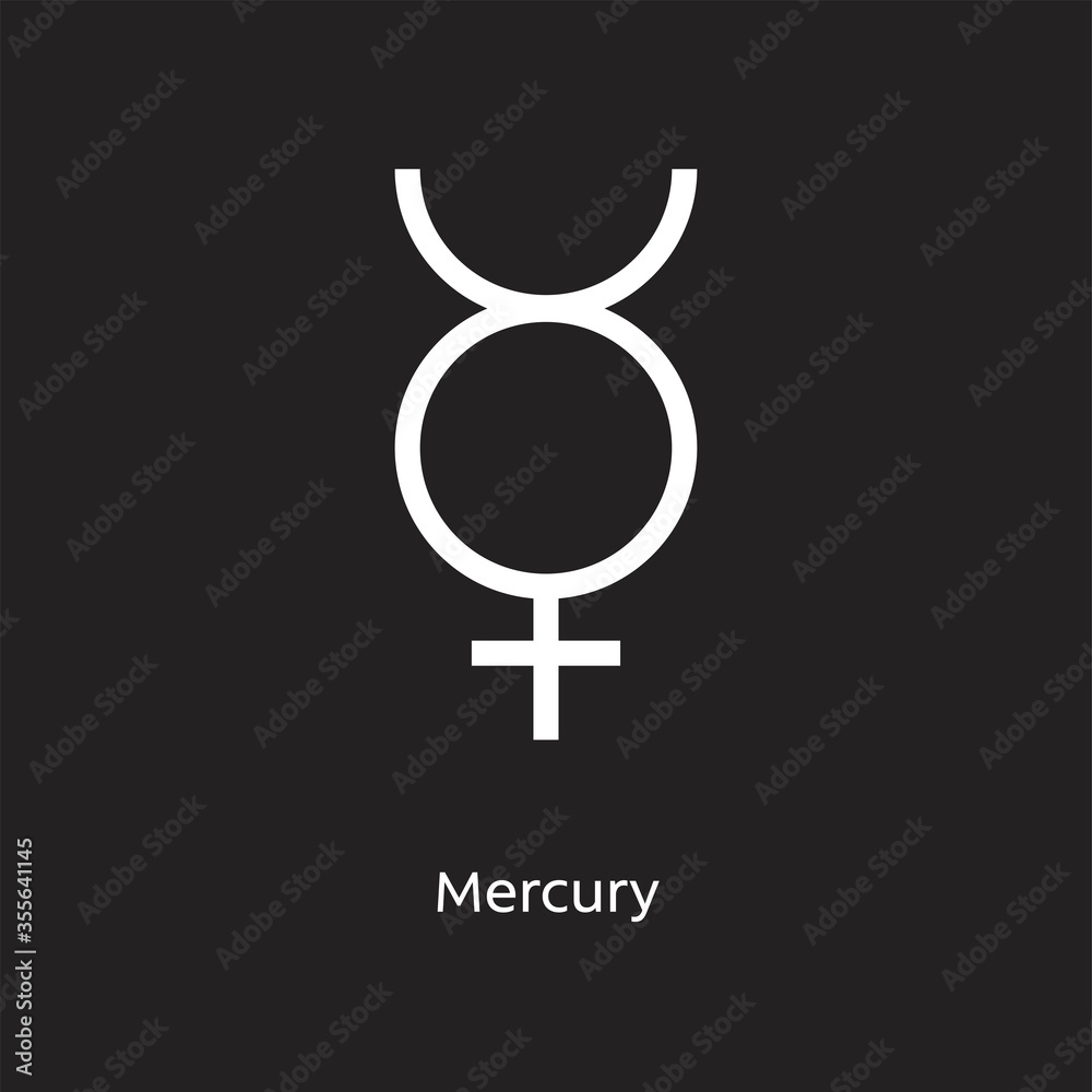 Mercury alchemy vector illustration element icon, line symbols. Alchemy ...