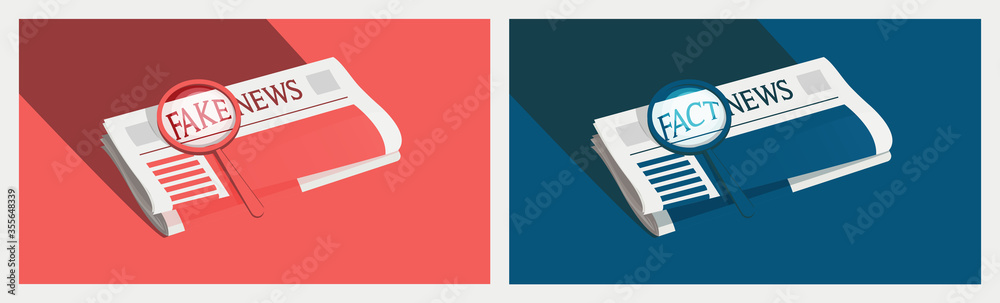 Fake News Template, Editable Vector Illustration. Newspapers On Blue ...
