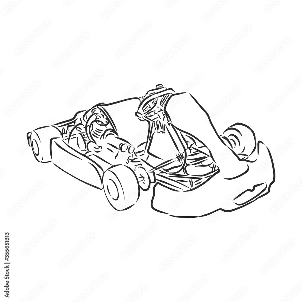 Sketch of karting, sport and active lifestyle. Karting hand drawn ...