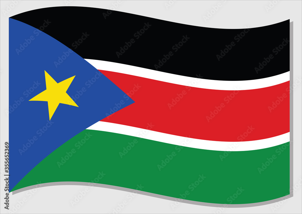 Vetor de Waving flag of South Sudan vector graphic. Waving South ...