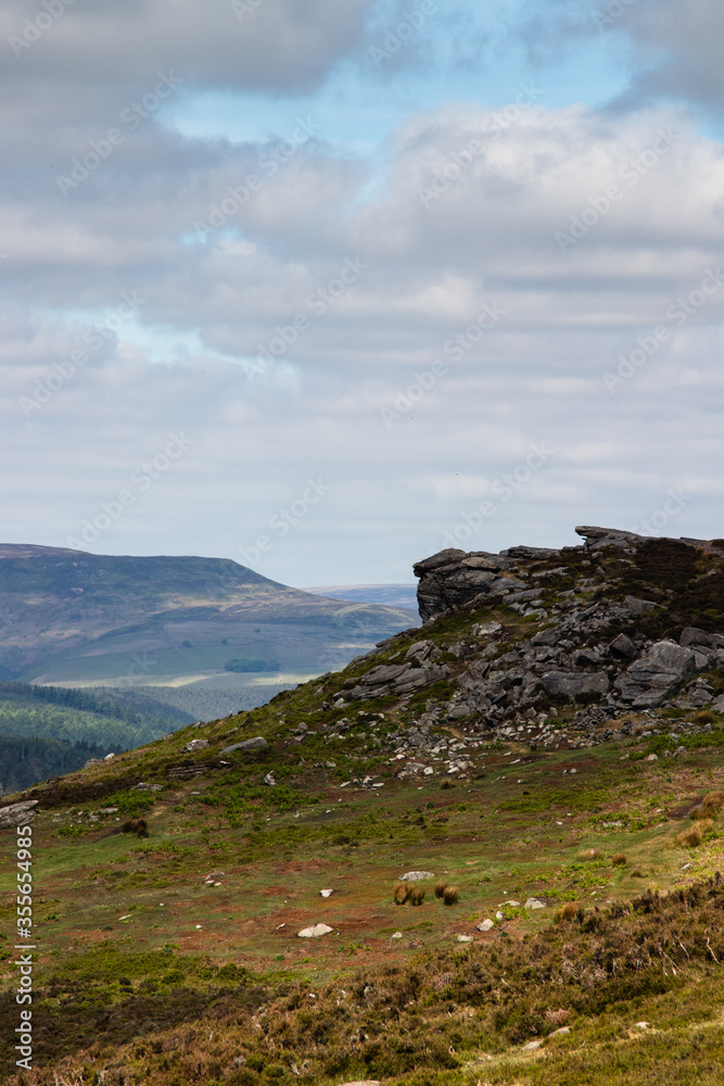 Bamford Edge, Peak district national park - a landscape shot including ...