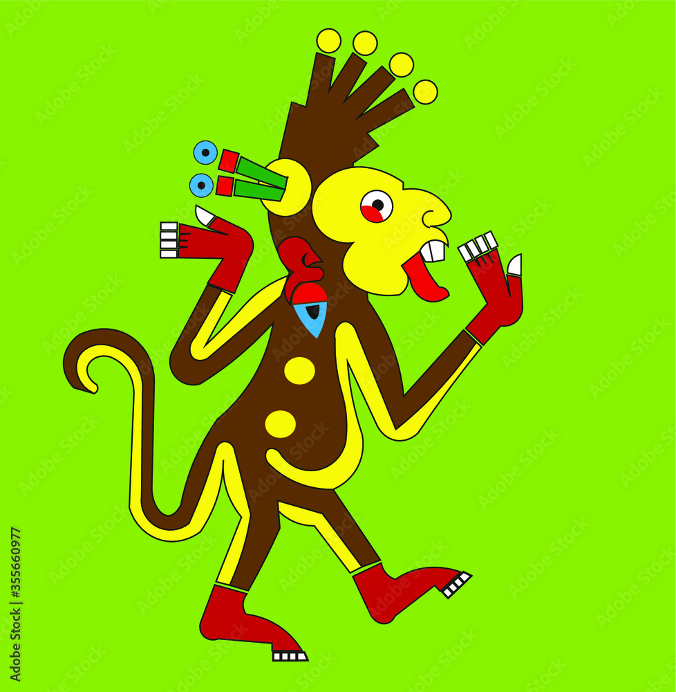 Monkey. Ethnic patterns of Native Americans art: the Aztec, Inca, Maya ...