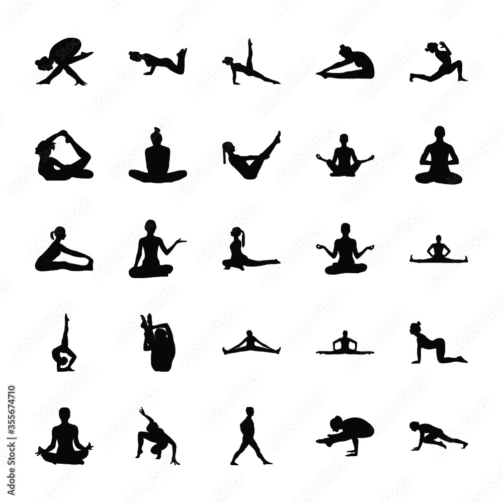 Yoga Poses Vector Pictograms Stock Vector | Adobe Stock