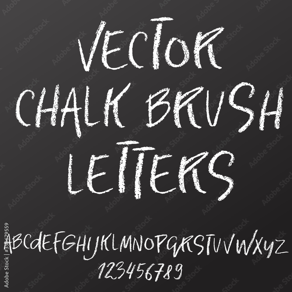 Handwritten vector chalked alphabet. Imitation texture of chalk. Modern ...