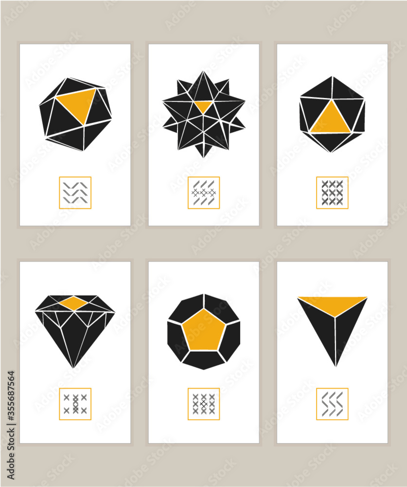Six templates of cards with geometric shapes Stock Vector | Adobe Stock