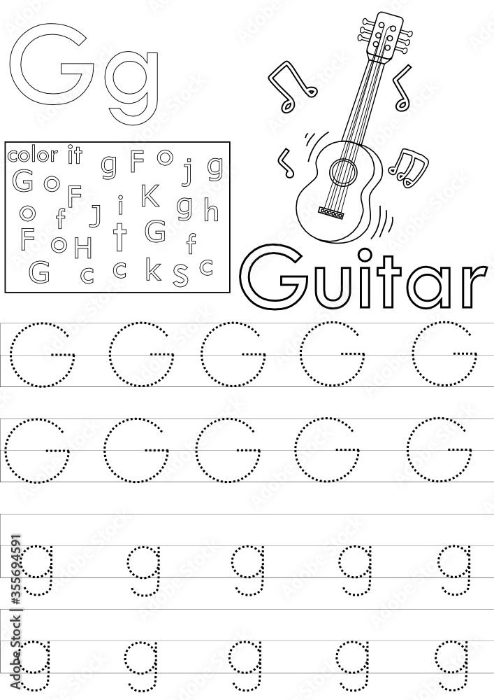 Guitar is an instrument.Kindergarten english worksheet for kids ...