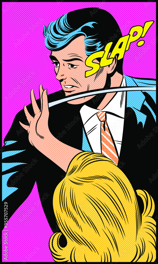 Pop Art Illustration Of A Woman Slapping A Man Stock Vector Adobe Stock