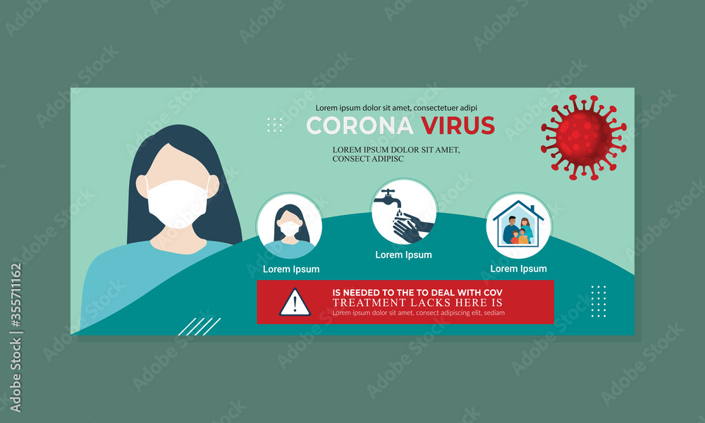 clean corona virus facebook cover page vector template for business or ...