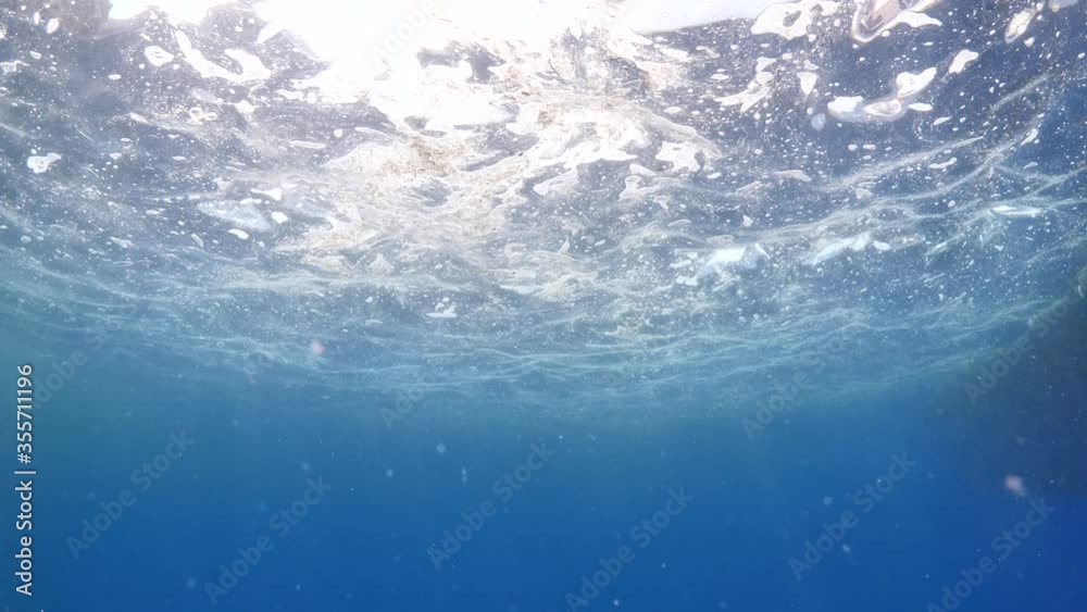 ocean water pollution on the surface of water white foam dirt on ...
