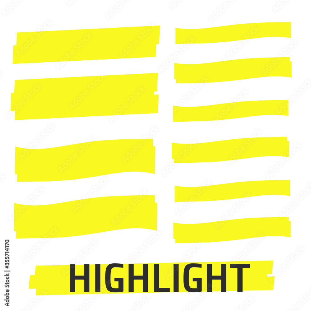Highlight Yellow Marker vector set. Highlight Yellow Marker isolated ...