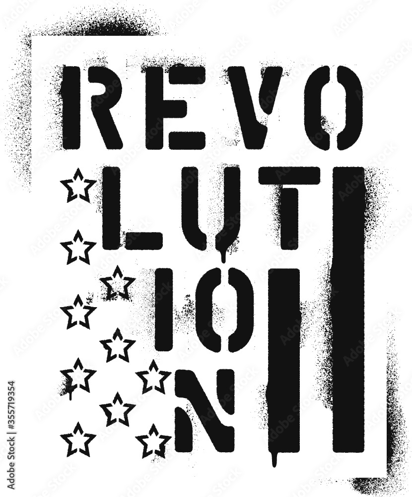 ''Revolution'' inscription and elements of the U.S. flag - stars and ...