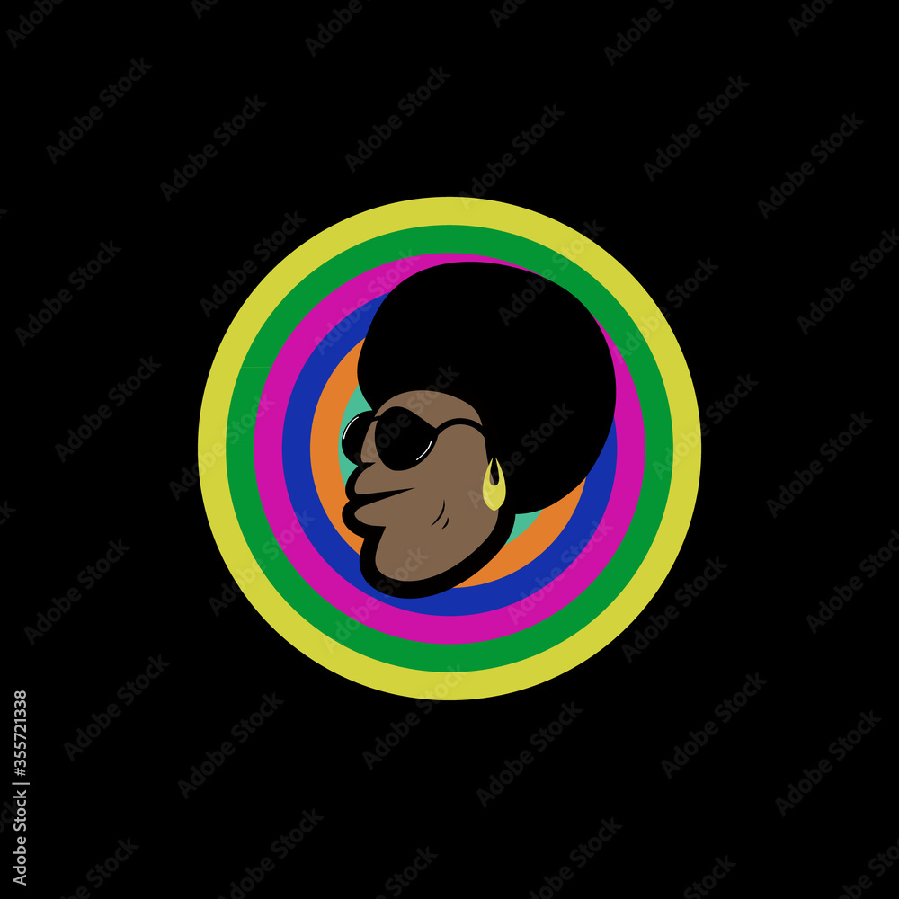 Funk african man face logo icon sign afro hairstyle and sunglasses ...
