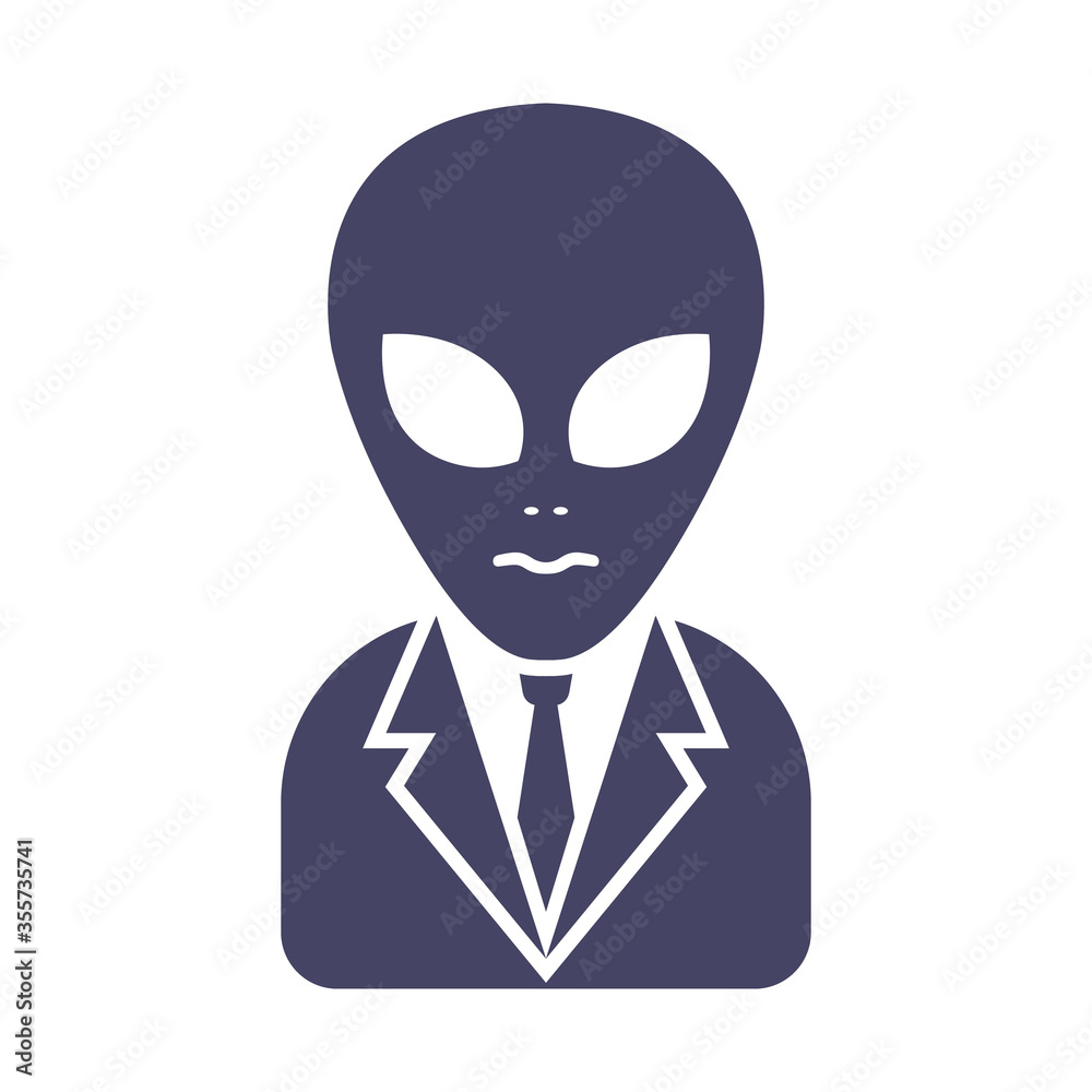 icon of an alien in a suit on a white background. conspiracy masons ...