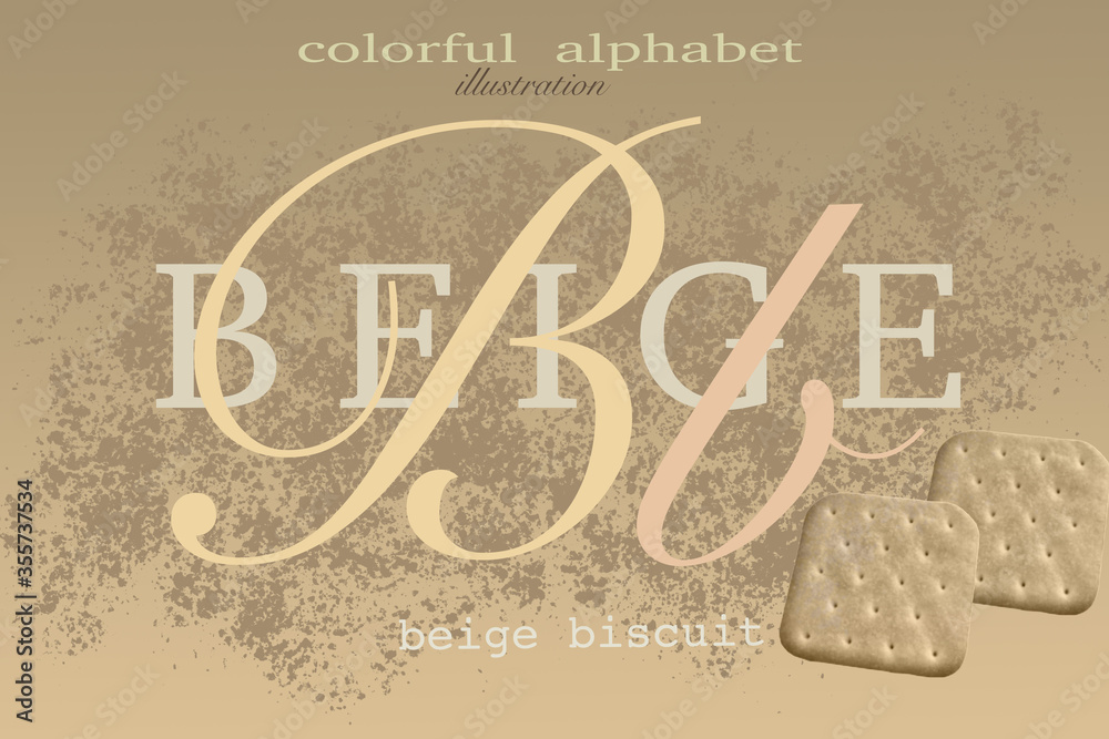 initial symbol of beige hue as alphabet guide to color naming, verbal ...