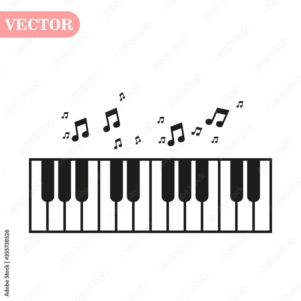 Piano day, keyboard and keys. Musical symbol icon for staff and music ...