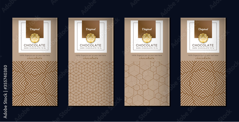 Chocolate bar packaging set. Trendy luxury product branding template ...