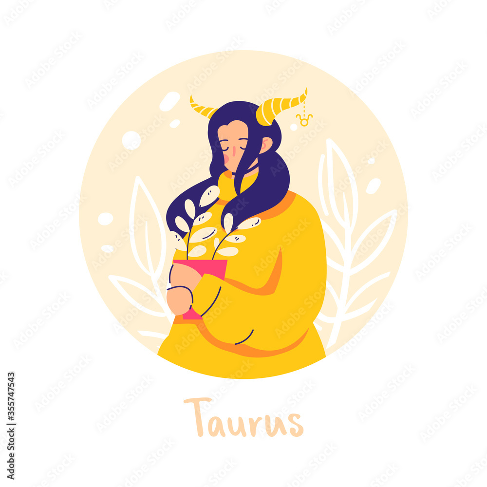 Taurus zodiac sign. Earth. Female character and element of ancient ...