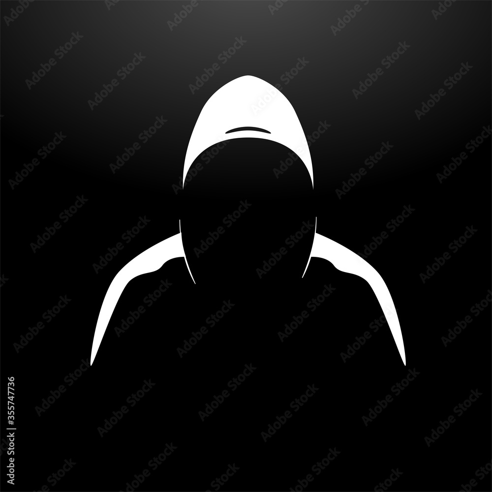 black silhouette of a person wearing the hood. Vector Illustration ...