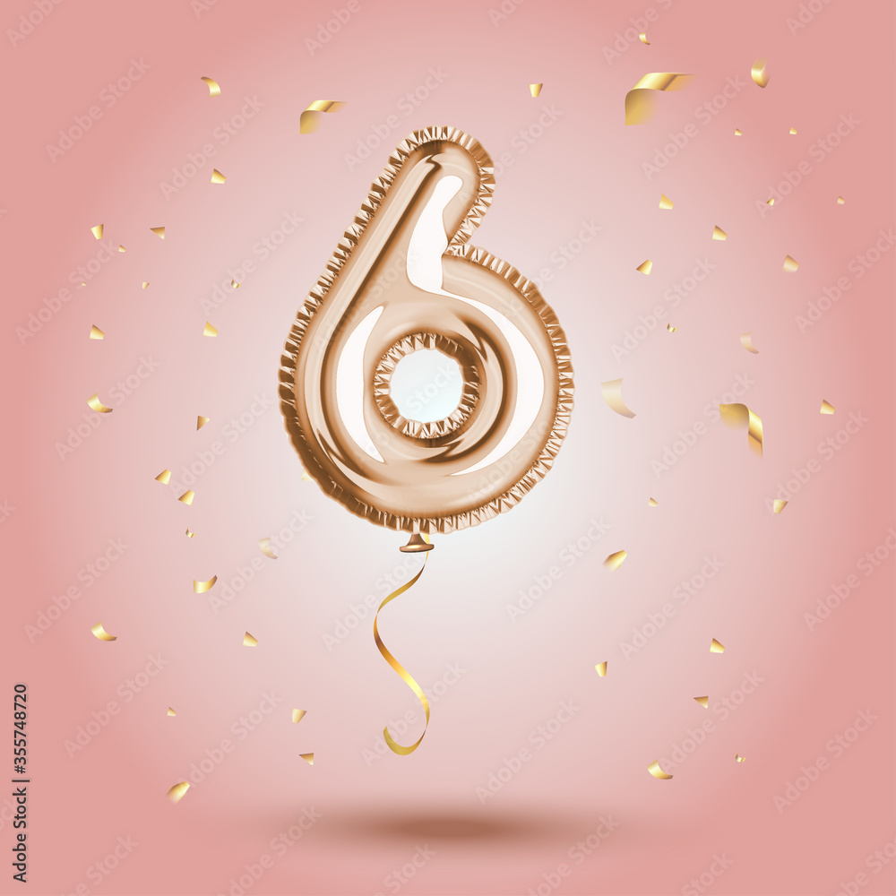 Elegant Pink Greeting celebration six years birthday Anniversary number ...