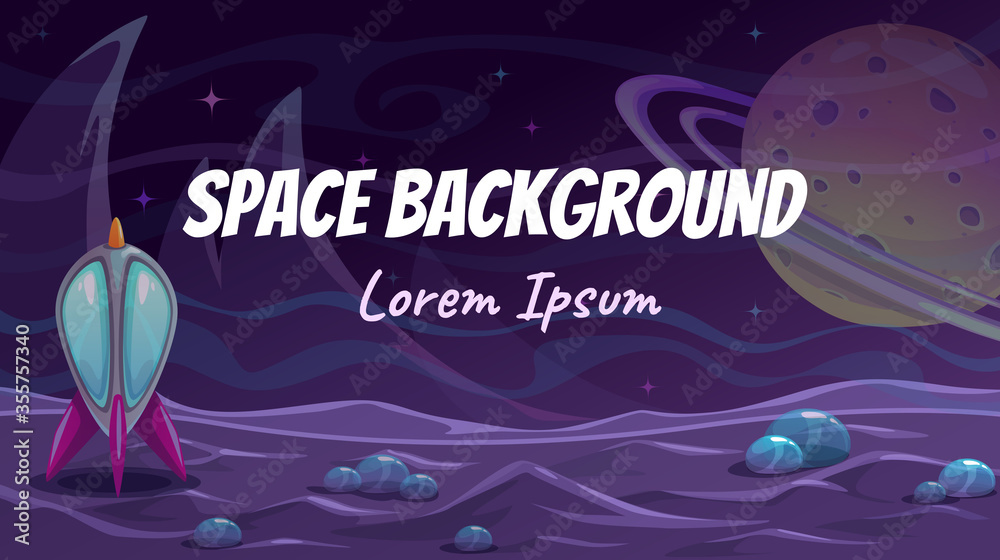 Cartoon fantasy space background. Alien planet landscape. Stock Vector ...