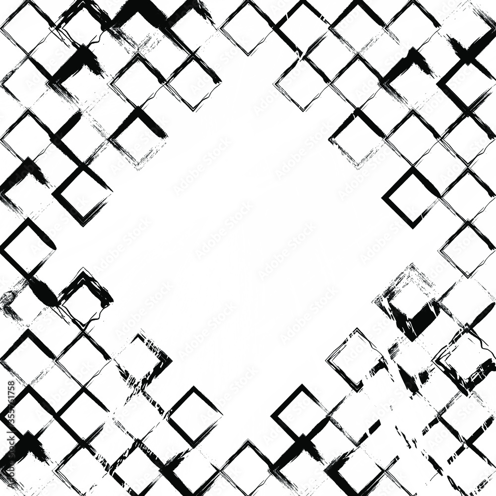 retro square pattern in grunge design. brush vector drawn and combining together randomly. it ...