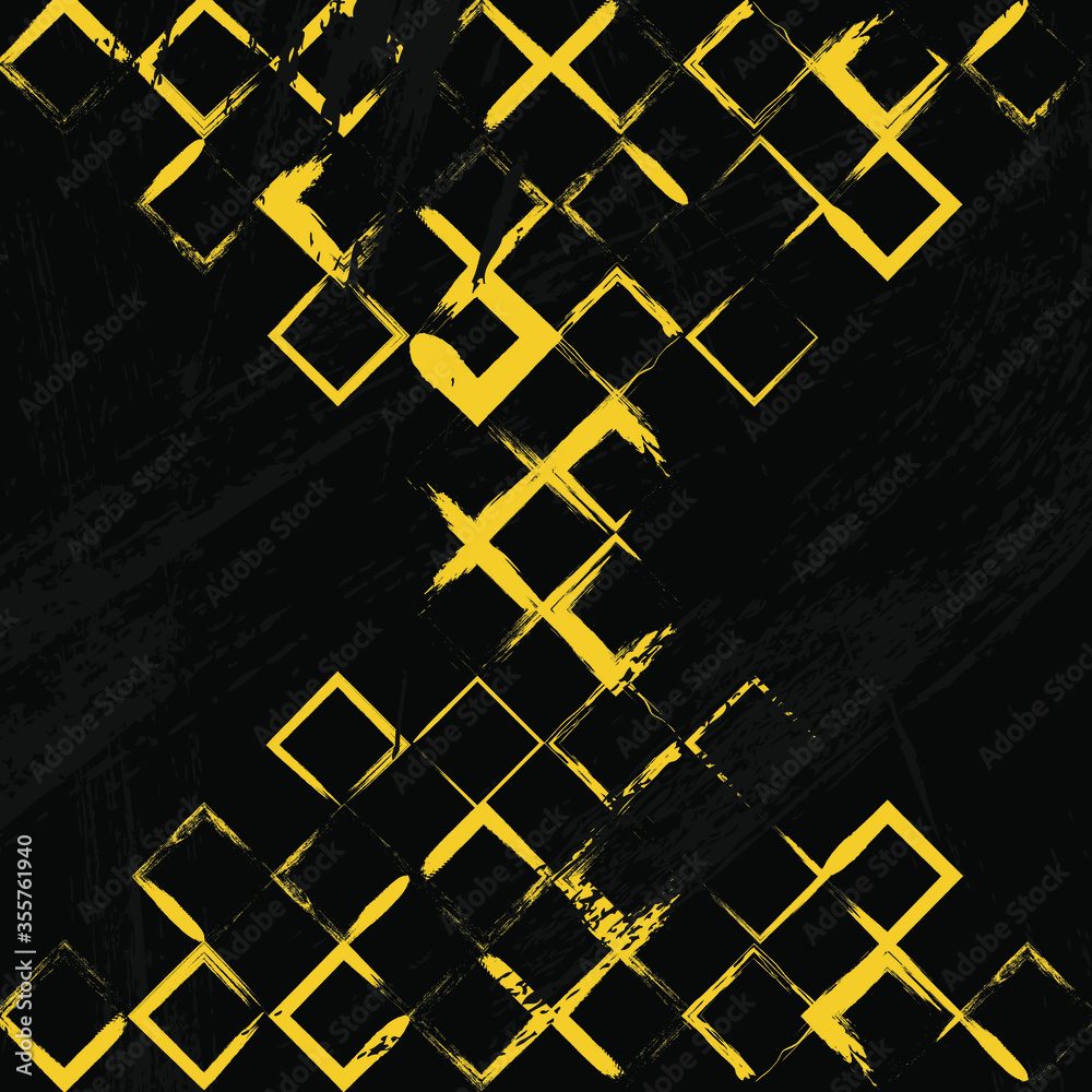 retro square pattern in grunge design. brush vector drawn and combining together randomly. it ...