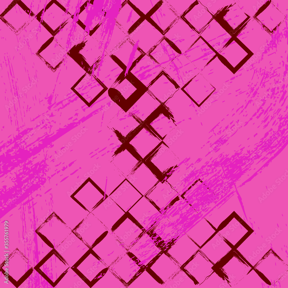 retro square pattern in grunge design. brush vector drawn and combining ...