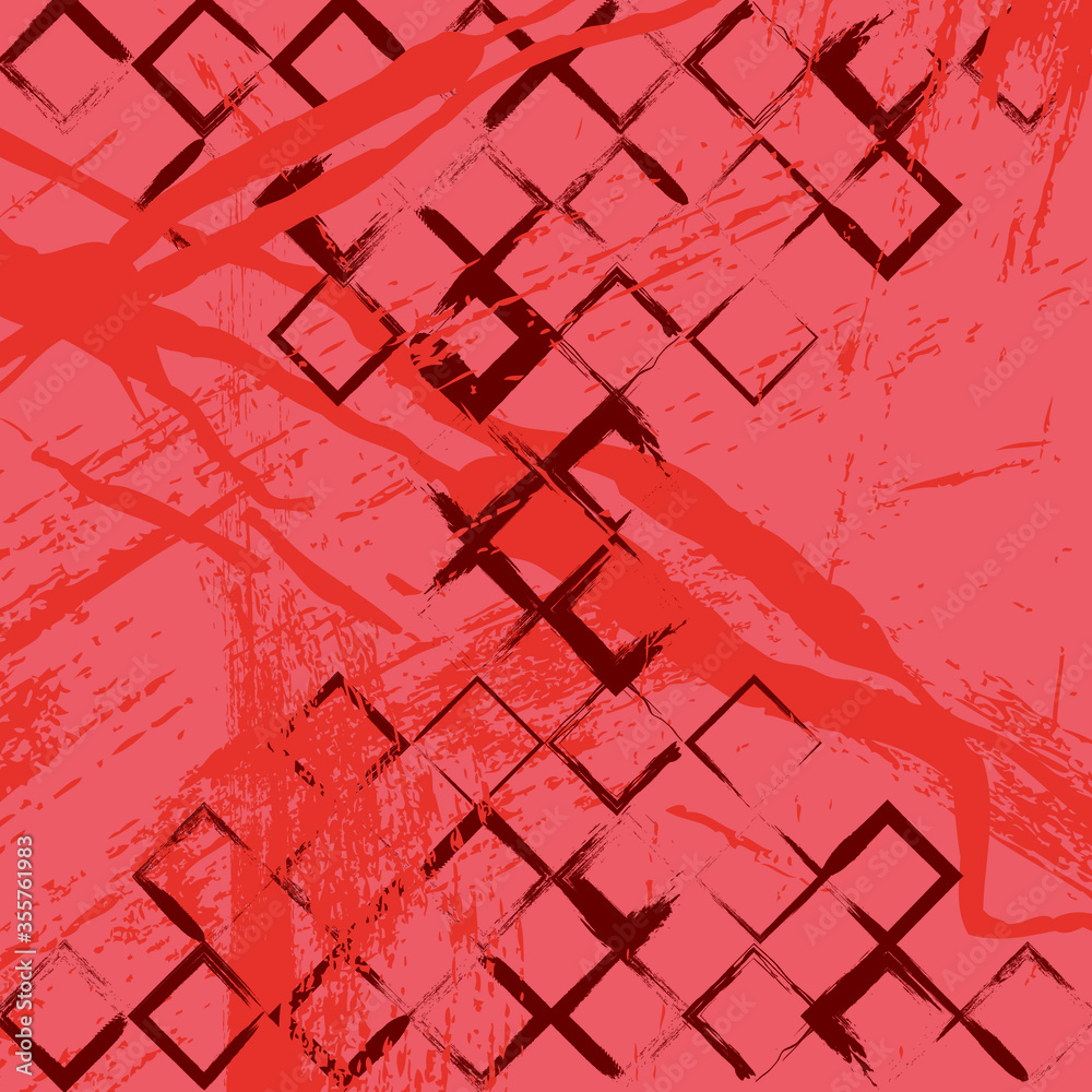 retro square pattern in grunge design. brush vector drawn and combining together randomly. it ...